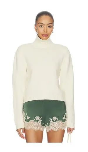 RÓHE Statement Shoulder Cropped Turtleneck Sweater - Cream