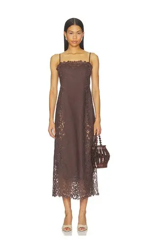 Cult Gaia Brendana Lace Trim Linen Dress