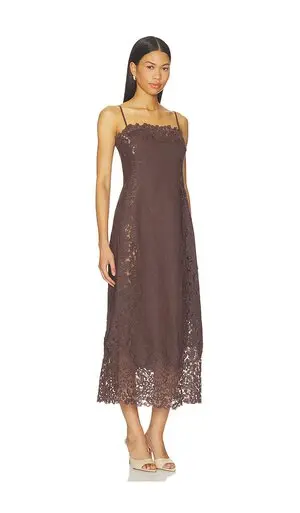 Cult Gaia Brendana Lace Trim Linen Dress