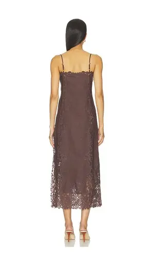 Cult Gaia Brendana Lace Trim Linen Dress