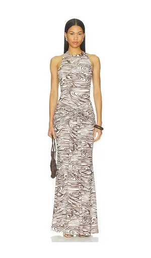 Amanda Uprichard Halterneck Maxi Dress - Aurora Print