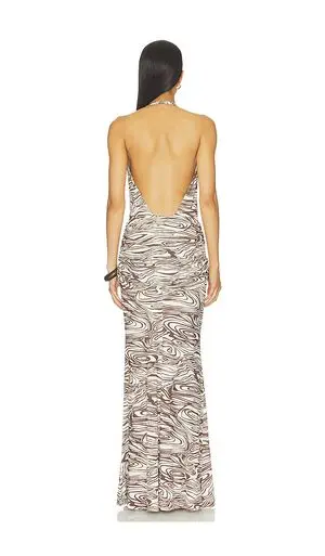 Amanda Uprichard Halterneck Maxi Dress - Aurora Print