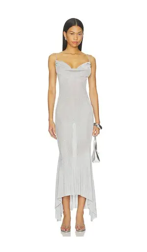 GUIZIO Elsie Cowl Neck Maxi Dress - Silver