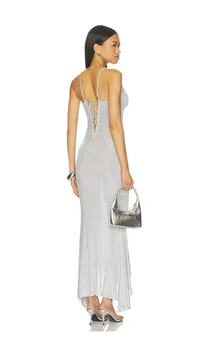 GUIZIO Elsie Cowl Neck Maxi Dress - Silver