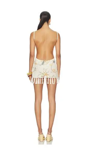 Tularosa Open Knit Fringe Mini Dress