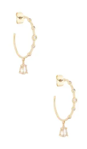Ettika Delicate Crystal Charm Hoop Earrings In Metallic Gold - Clear Crystals