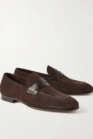 TOM FORD Sean Textured Leathertrimmed Suede Loafers