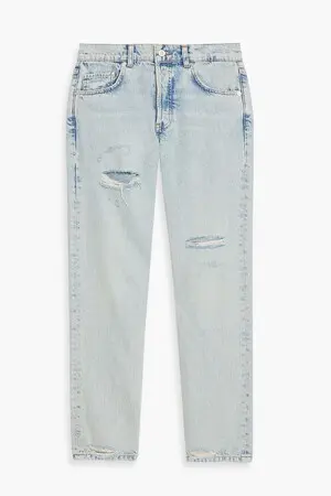 ANINE BING Kate Distressed Highrise Straightleg Jeans - Light Denim