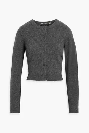 Alice + Olivia Cropped Cashmere-blend Cardigan With Ribbed Trims