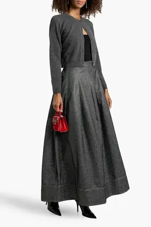 Alice + Olivia Cropped Cashmere-blend Cardigan With Ribbed Trims