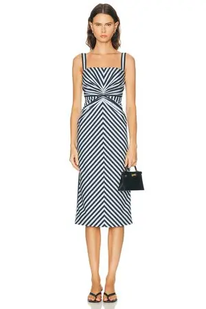 Carolina Herrera Slim Strap Pencil Dress In Blue