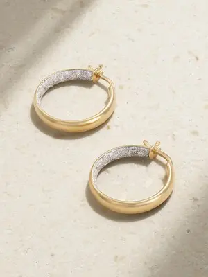 Yvonne Léon 9-karat Diamond Hoop Earrings - Gold