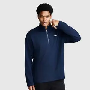 Champion Sport Long Sleeve Quarter Zip Mock Neck Top With C Logo - Deep Navy