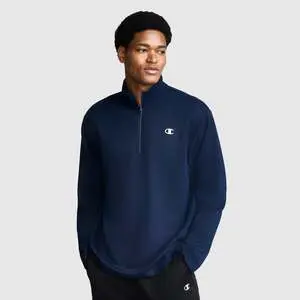 Champion Sport Long Sleeve Quarter Zip Mock Neck Top With C Logo - Deep Navy