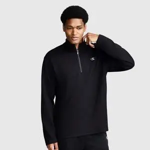 Champion Sport Long Sleeve Quarter Zip Mock Neck Top With C Logo - Black