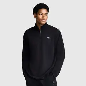 Champion Sport Long Sleeve Quarter Zip Mock Neck Top With C Logo - Black