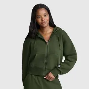 Champion Cropped Zip-up Hoodie - Chive