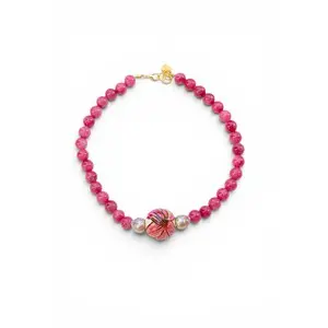 SUNSET MAGIC STUDIO Handpaint Detailed Gemstone Necklace-lilly