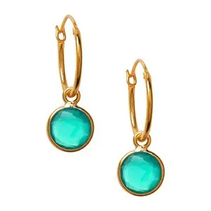 GODDESS CHARMS Gold Hoop Earrings With Green Onyx - Gold/green