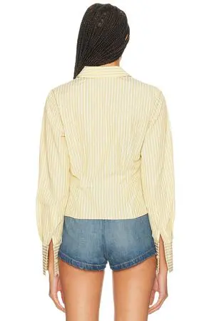 HELSA Stripe Poplin Fitted Shirt - Yellow Stripe