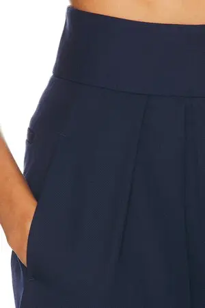 HELSA High Waist Pleated Wool Trousers - Navy