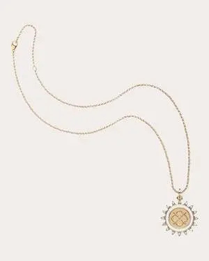 JANE WIN Moonstone Love Petite Coin Pendant Necklace - Gold