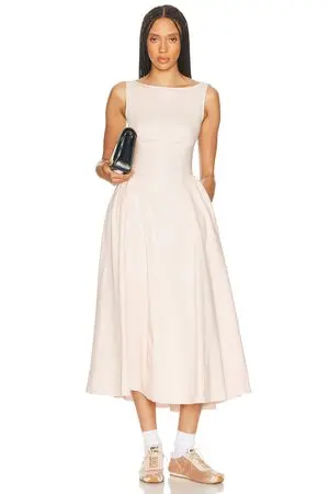 HELSA Stretch Cotton Sateen Midi Dress