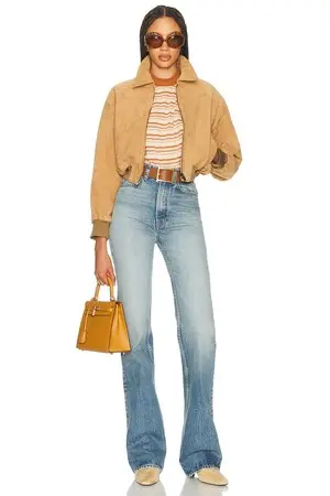 HELSA The Suede Zip Bomber - Saddle Brown