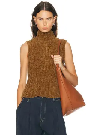 R13 Ribbed Sleeveless Turtleneck Sweater