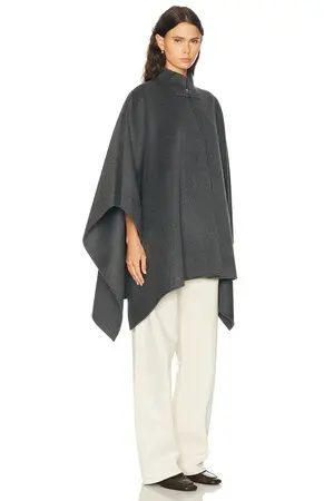 RÓHE Double Faced Wool Pankou Closure Poncho - Dark Grey Melange