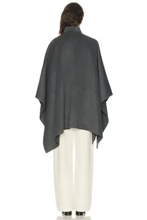 RÓHE Double Faced Wool Pankou Closure Poncho - Dark Grey Melange