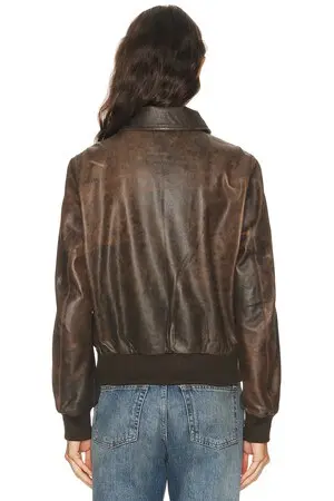 R13 Boyfriend Leather Bomber Jacket