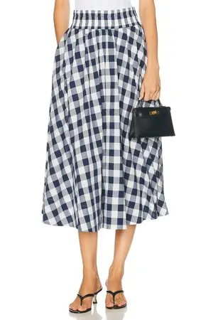 Suzie Kondi Kyria Circle Skirt In Navy Gingham