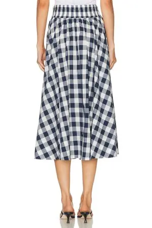 Suzie Kondi Kyria Circle Skirt In Navy Gingham