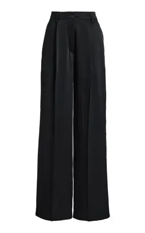 Dries Van Noten Satin Pleated Straight-leg Trousers - Black