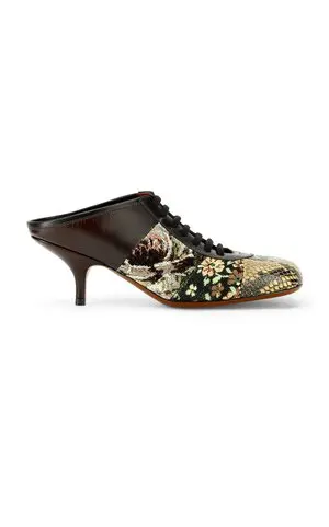 Dries Van Noten Snakeskin And Floral Mules - Multi