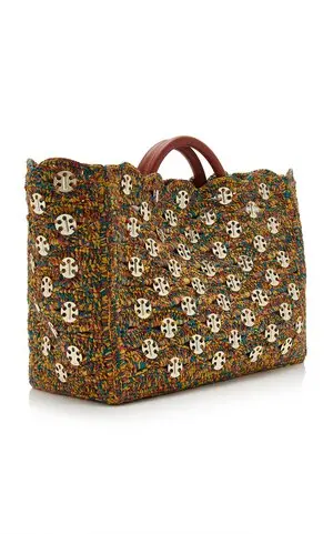 Rabanne Embellished Raffia Tote Bag