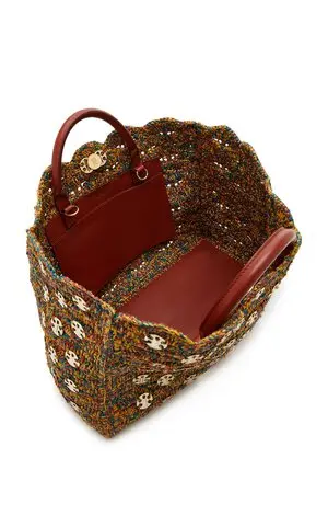 Rabanne Embellished Raffia Tote Bag