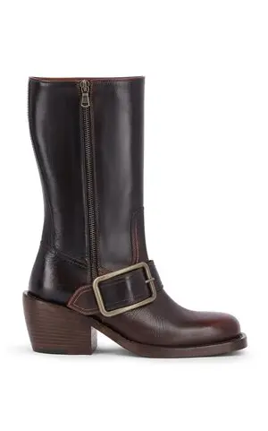 DRIES VAN NOTEN Buckled Leather Boots - Brown