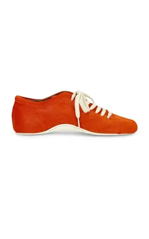 Dries Van Noten Arched Lace-up Leather Flats - Red