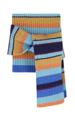 Dries Van Noten Tophe Striped Wool Scarf - Blue