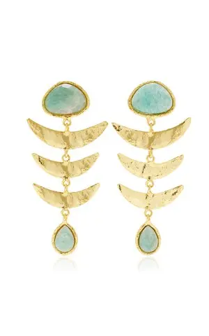 Sylvia Toledano Happy Fish Golden Brass Amazonite Earrings