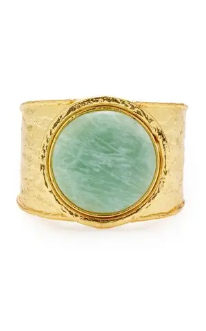 Sylvia Toledano Sphere Golden Brass Amazonite Cuff