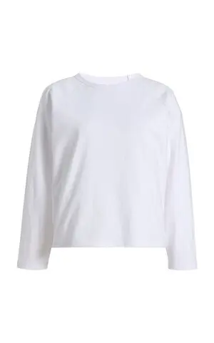 LESET Cotton Crewneck Long Sleeve T-shirt - White
