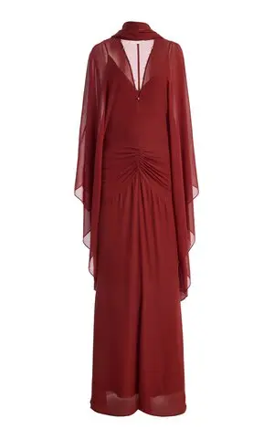 DE LA VALI Florencia Chiffon Maxi Dress - Orange