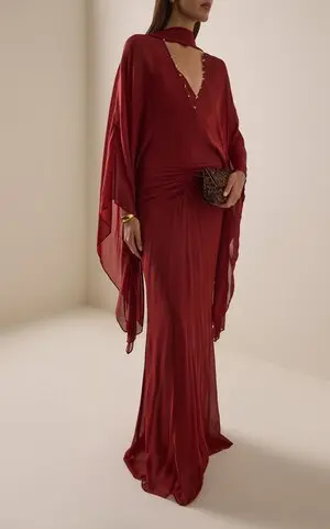 DE LA VALI Florencia Chiffon Maxi Dress
