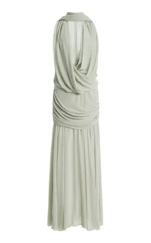 DE LA VALI Azul Crepe Maxi Dress - Green