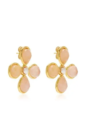 Sylvia Toledano Pansy Stud Earrings With Pink Quartz