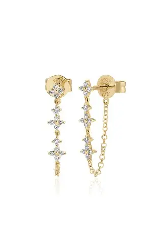 Ef Collection Fleur 14k Yellow Diamond Chain Earrings - Gold