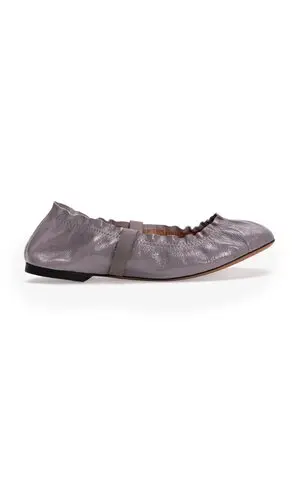 ODISSI Flora Patent Leather Ballerina Flats - Grey